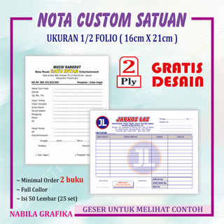 Jual Cetak nota custom 2 ply murah ukuran 1/2 folio Nota Kontan Faktur ...