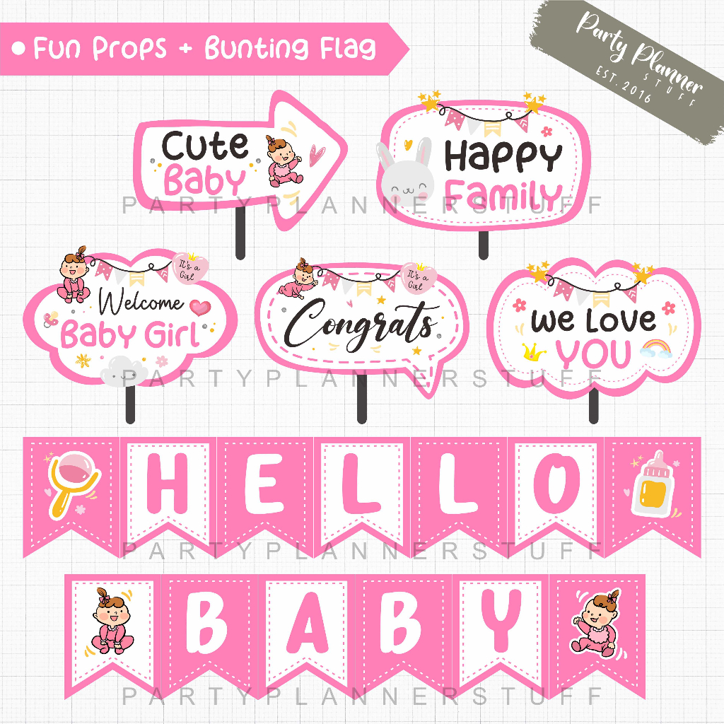 Jual Welcome baby girl / fun props baby new born / dekorasi baby new ...
