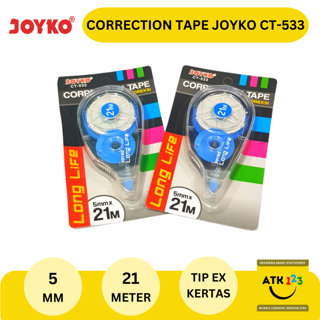 Jual JOYKO Correction Tape / Stipo Kertas Joyko CT-533 Panjang 21 meter ...