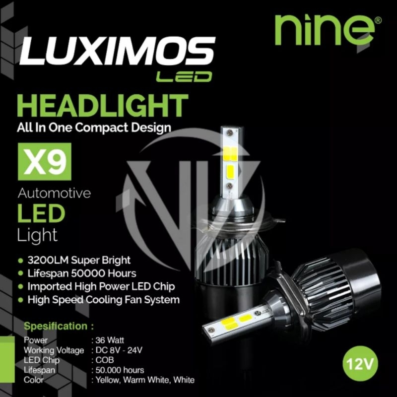 Jual LED MOBIL 3 COLOR WARNA X9 ORIGINAL 9NINE LUMINOS ECCO9 H4 HILO ...