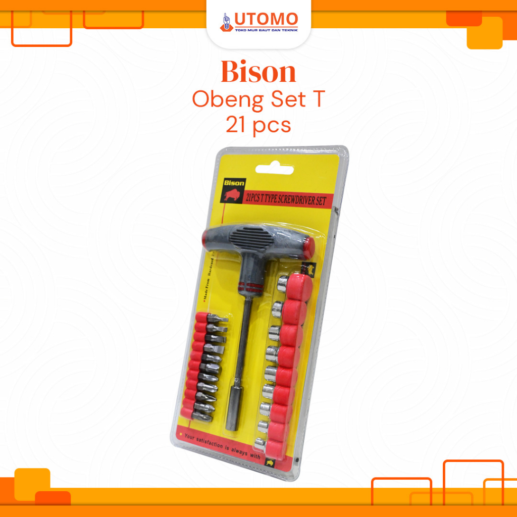 Jual BISON 21 PCS TOOL KIT OBENG SOK SET - 21 PCS T TYPE SCREWDRIVER ...