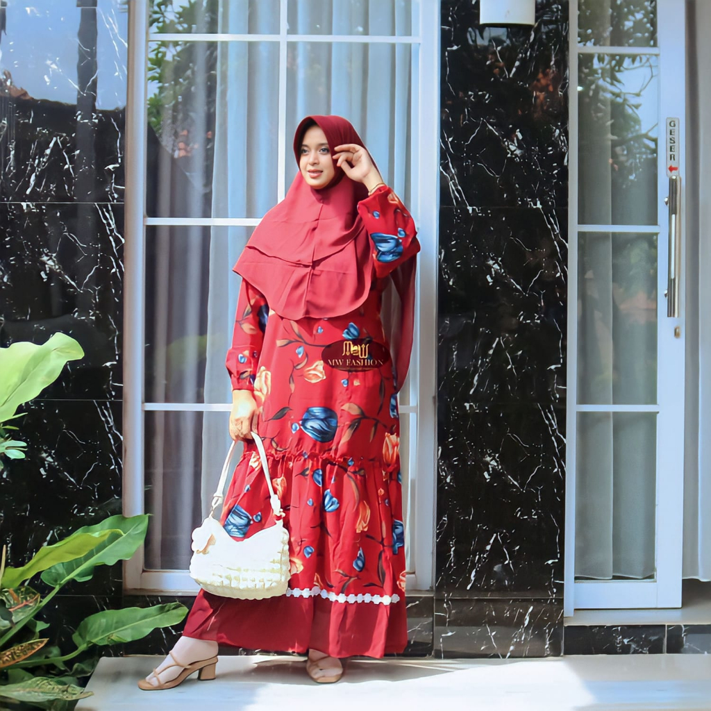 Jual Gamis Monalisa Set Hijab Ceruty 2 Layer Ld 120 (Monalisa Syari) | Shopee Indonesia