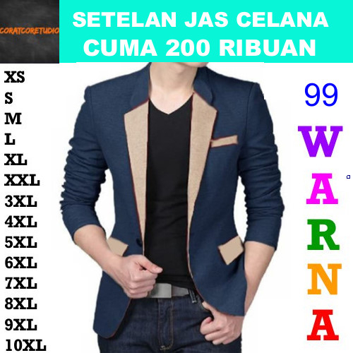 Jual SETELAN Jas Pria Blazer Cowok Celana 200 BIRU NAVY DONGKER TUA GELAP KOMBINASI COKLAT SUSU ...