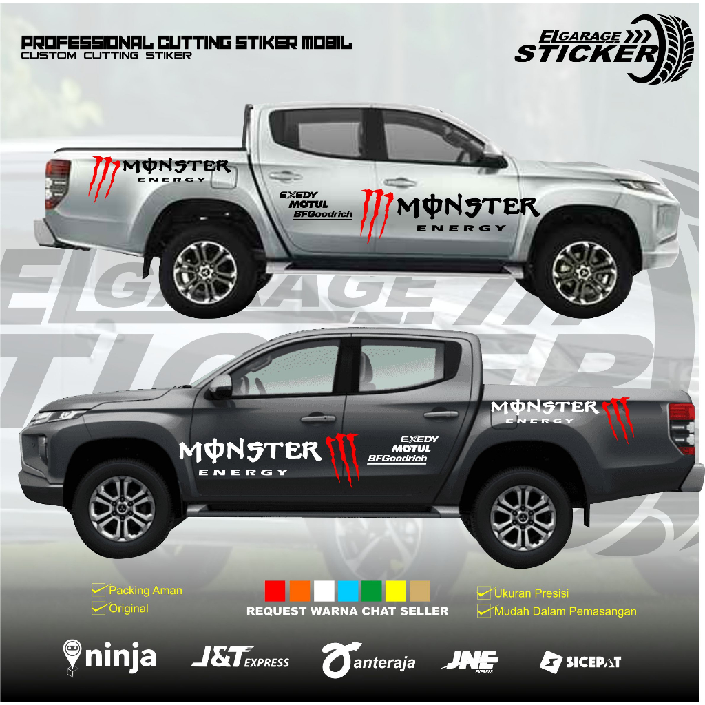 Jual Stiker mobil hilux triton double cabin stiker cutting monster ...