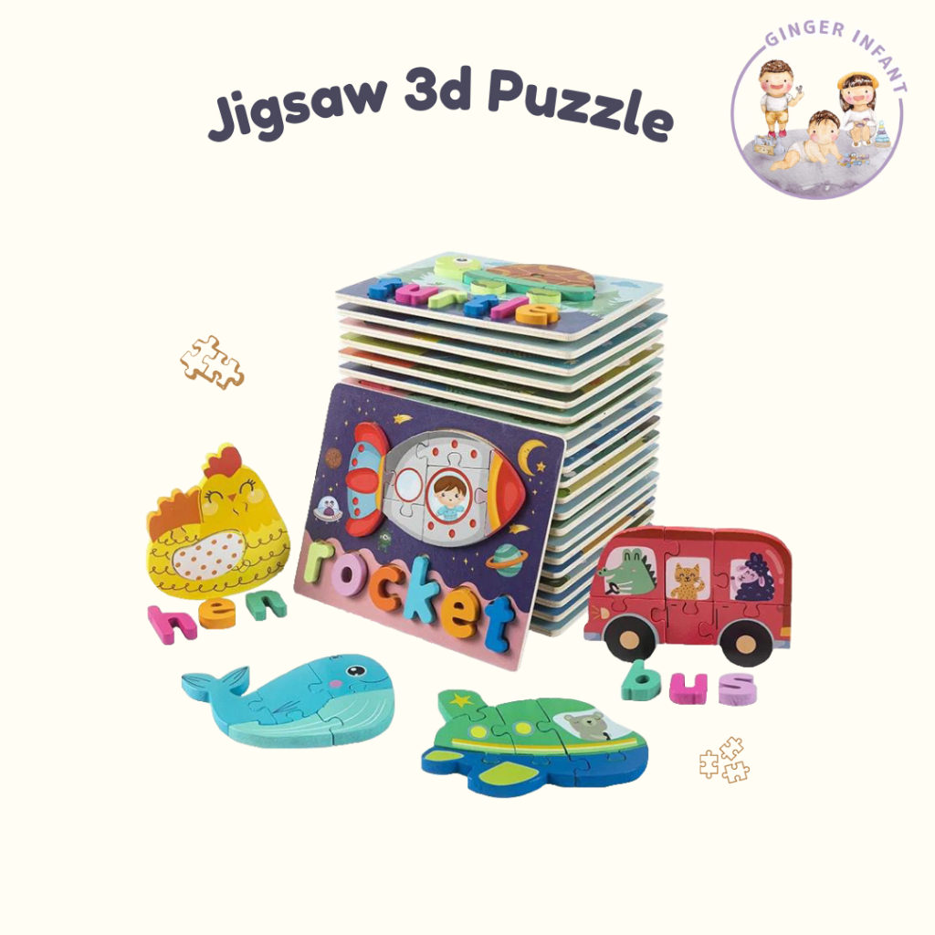 Jual mainan edukasi jigsaw puzzle 3D timbul premium mainan puzzle kayu ...