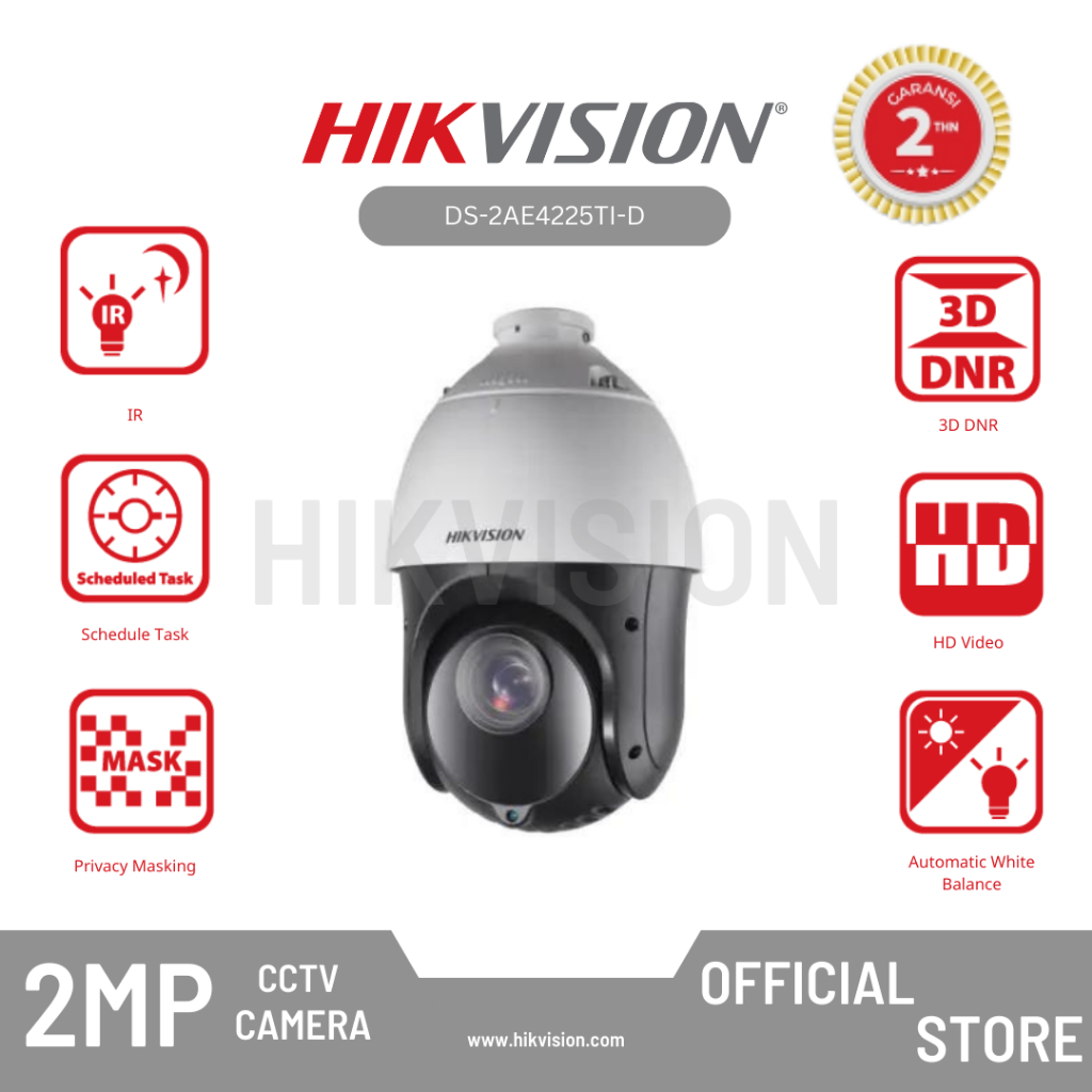 Jual HIKVISION - DS-2AE4225TI-D Camera CCTV 4.8mm - 120mm 4-inch 2 MP 25X Powered by DarkFighter ...