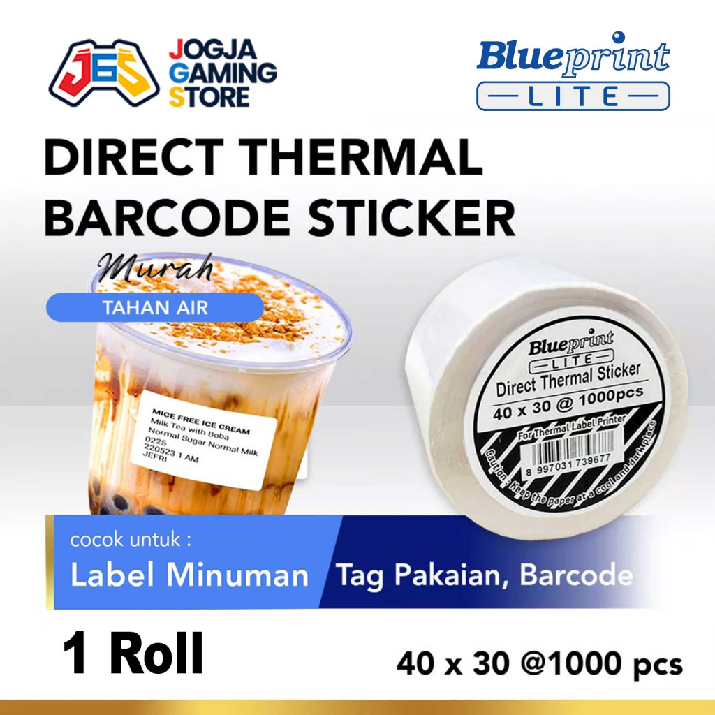 Jual Direct Thermal Sticker Label BLUEPRINT LITE 40x30 @1000 - 1 Roll ...