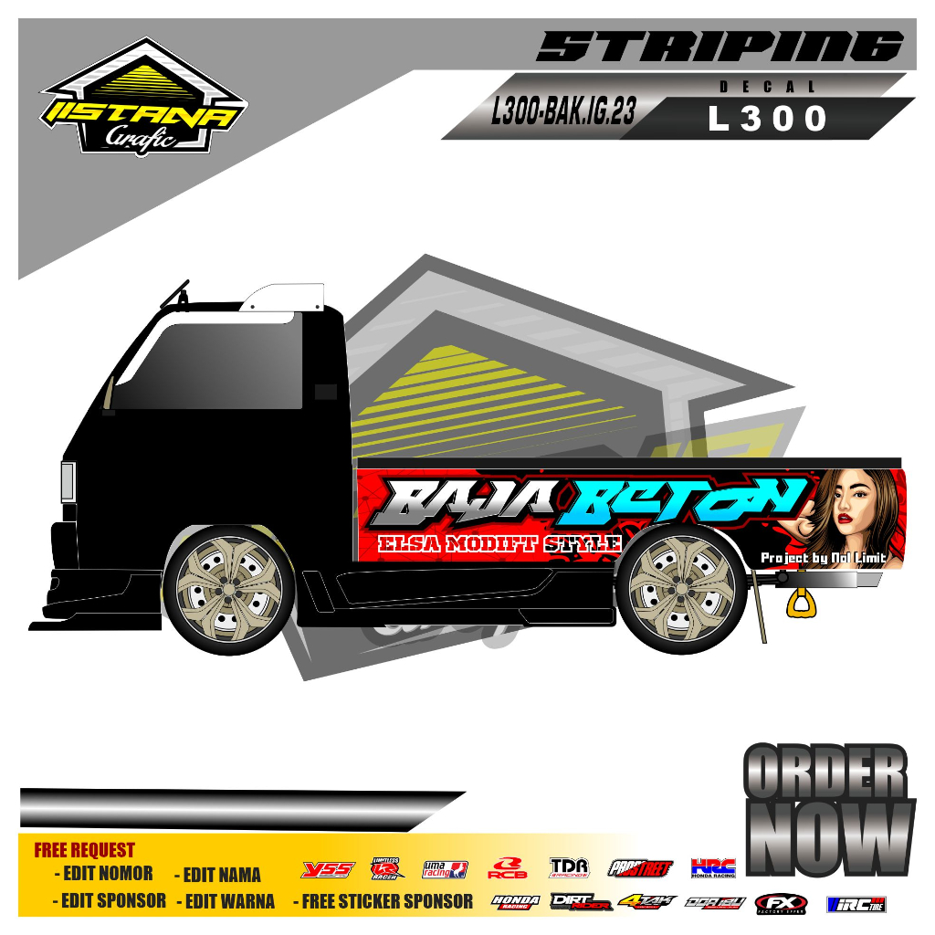 Jual Sticker STRIPING Variasi Mobil L300 Bak Samping kanan dan kiri ...