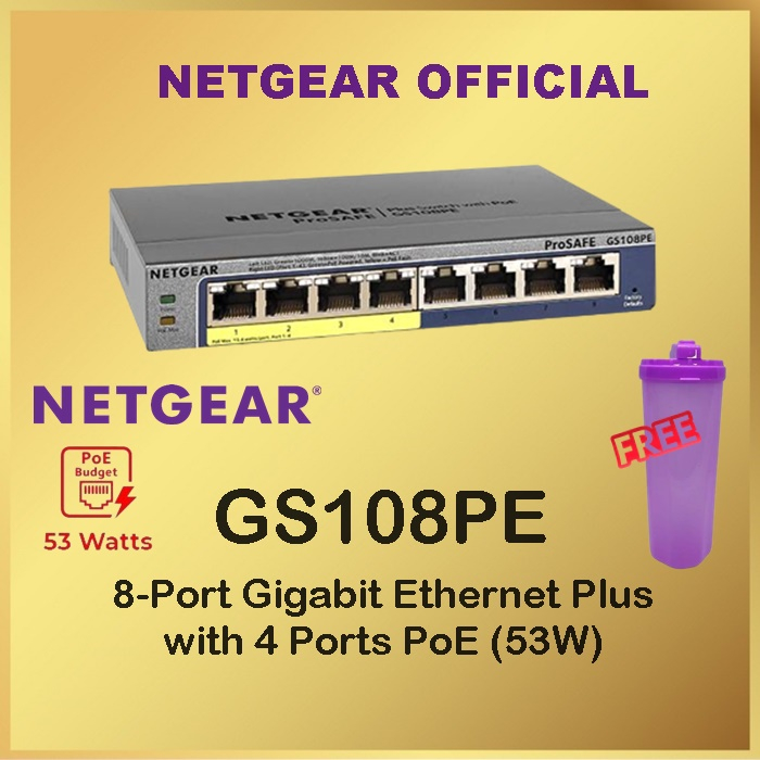 Jual Netgear GS108PE 8 Port Gigabit Ethernet Unmanaged POE Switch ...