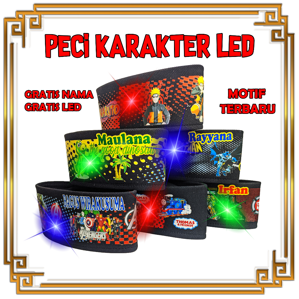 Jual Peci/Songkok/Kopyah LED GRATIS NAMA ANAK Motif Karakter Avengers ...