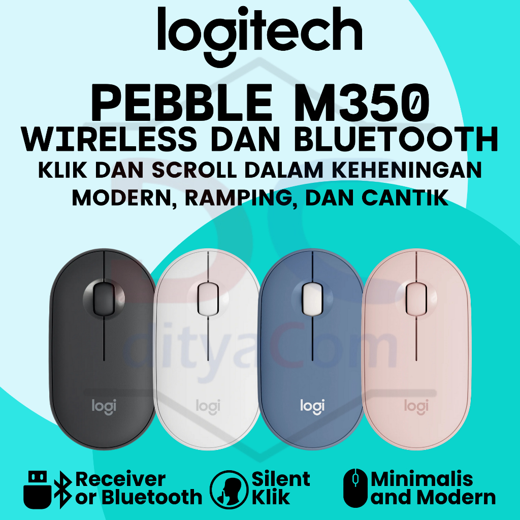 Jual LOGITECH M350 PEBBLE MOUSE WIRELESS [ORIGINAL] | Shopee Indonesia