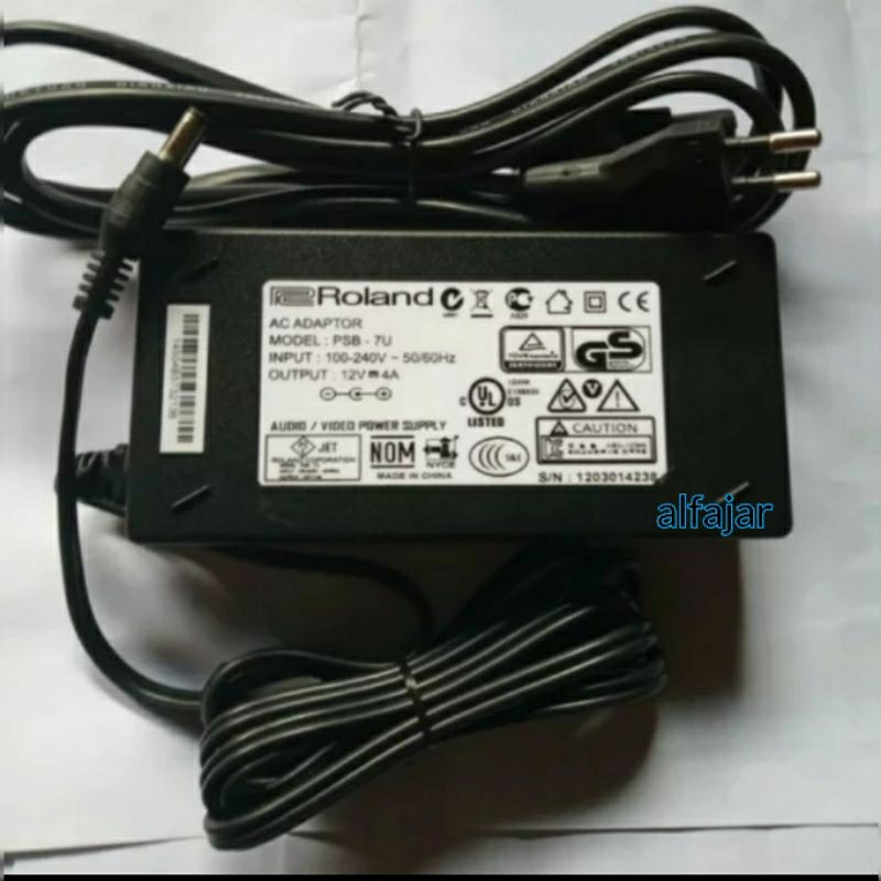 Jual AC Adaptor Keyboard Roland PSB-7U BK-5 RP-301 Seri E 12V 4A ...
