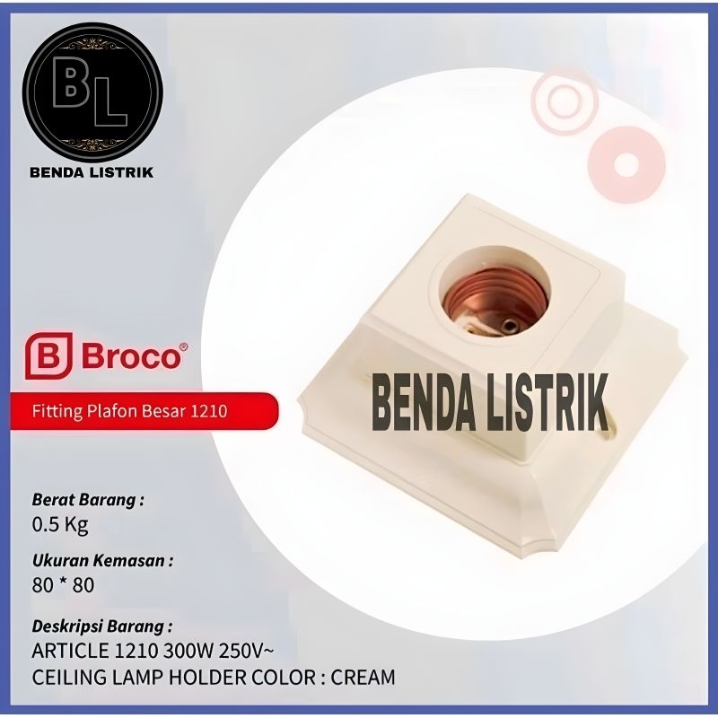 Jual Fitting Plafon Broco Persegi Type 1210 - Fitting Lampu Kotak BROCO ...
