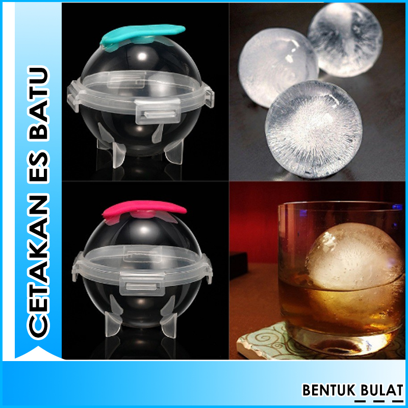Jual Cetakan Es Batu Bulat Besar Plastik Dengan Tutup Bukan Silikon ...