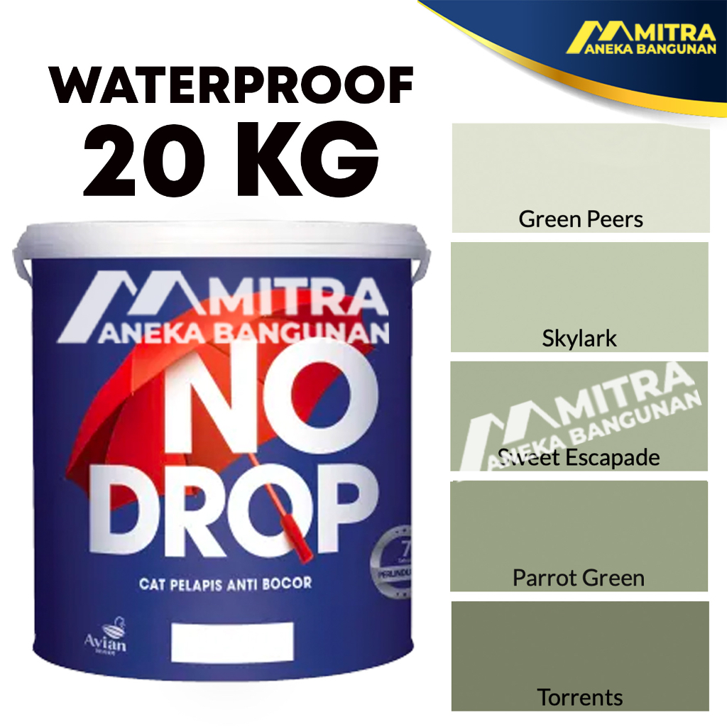 Jual CAT WATERPROOF NO DROP ANTI BOCOR 20 KG PAIL / SAGE GREEN | Shopee ...