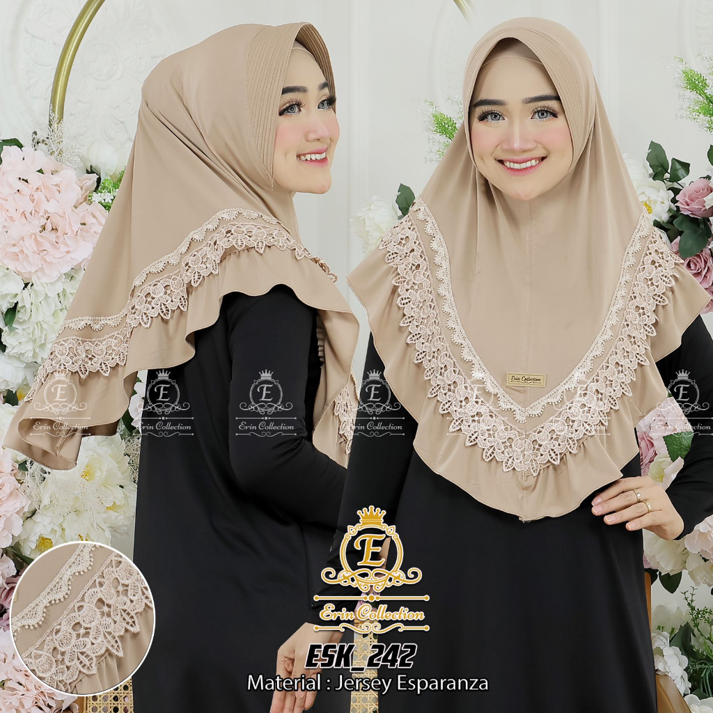 Jual JILBAB INSTAN JESEY/JILBAB RENDA INSTAN /JILBAB RENDA MEWAH ERIN ...