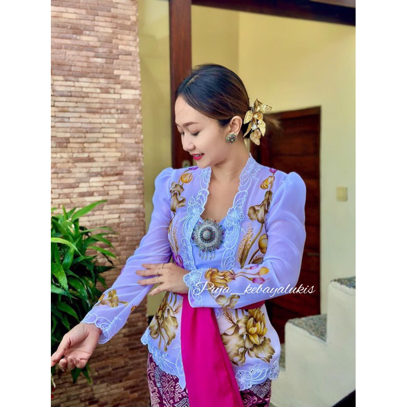 Jual kain kebaya cifon motif lotus putri bulan | Shopee Indonesia