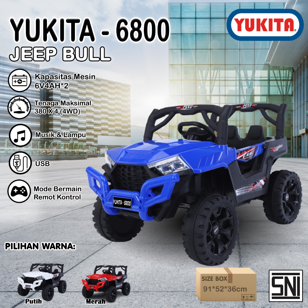 Jual Mainan Anak Mobil Aki Yukita 6800 Jeep Bull | Shopee Indonesia
