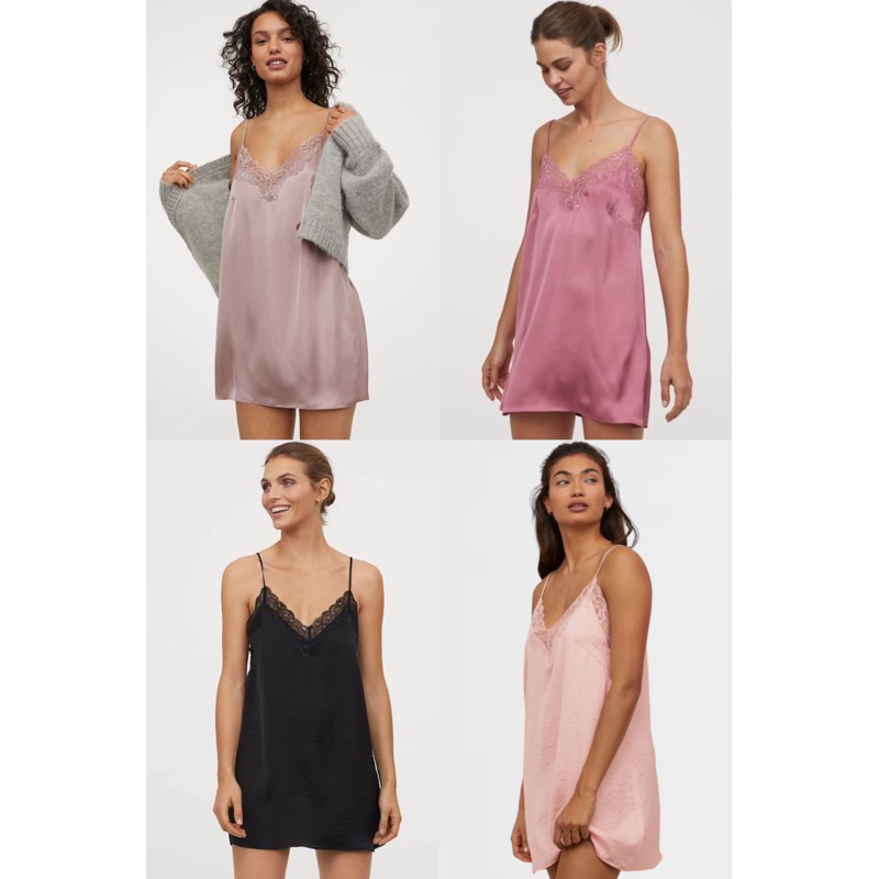 Jual HM-D07 HM Nightgown Slip Dress Pajamas | Shopee Indonesia