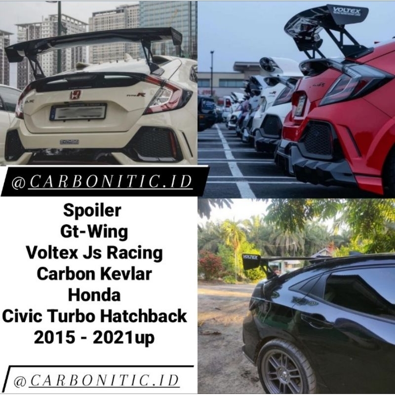 Jual Spoiler Gt-Wing Model Type 5 Honda Civic Turbo Hatchback 2015 - 2021up Carbon Kevlar ...