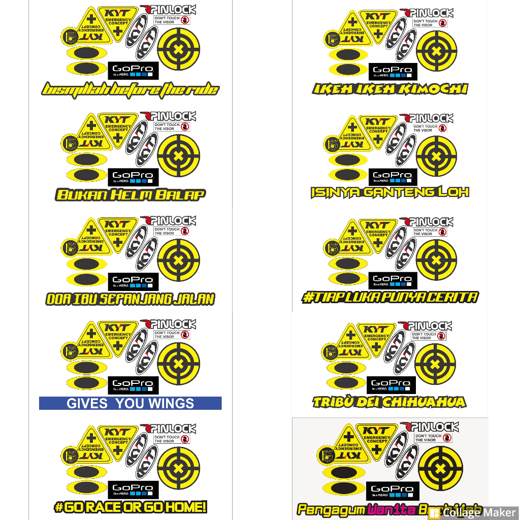 Jual STIKER VISOR HELM | STIKER SET VISOR HELM (K.Y.T | N.H.K | I.N.K ...