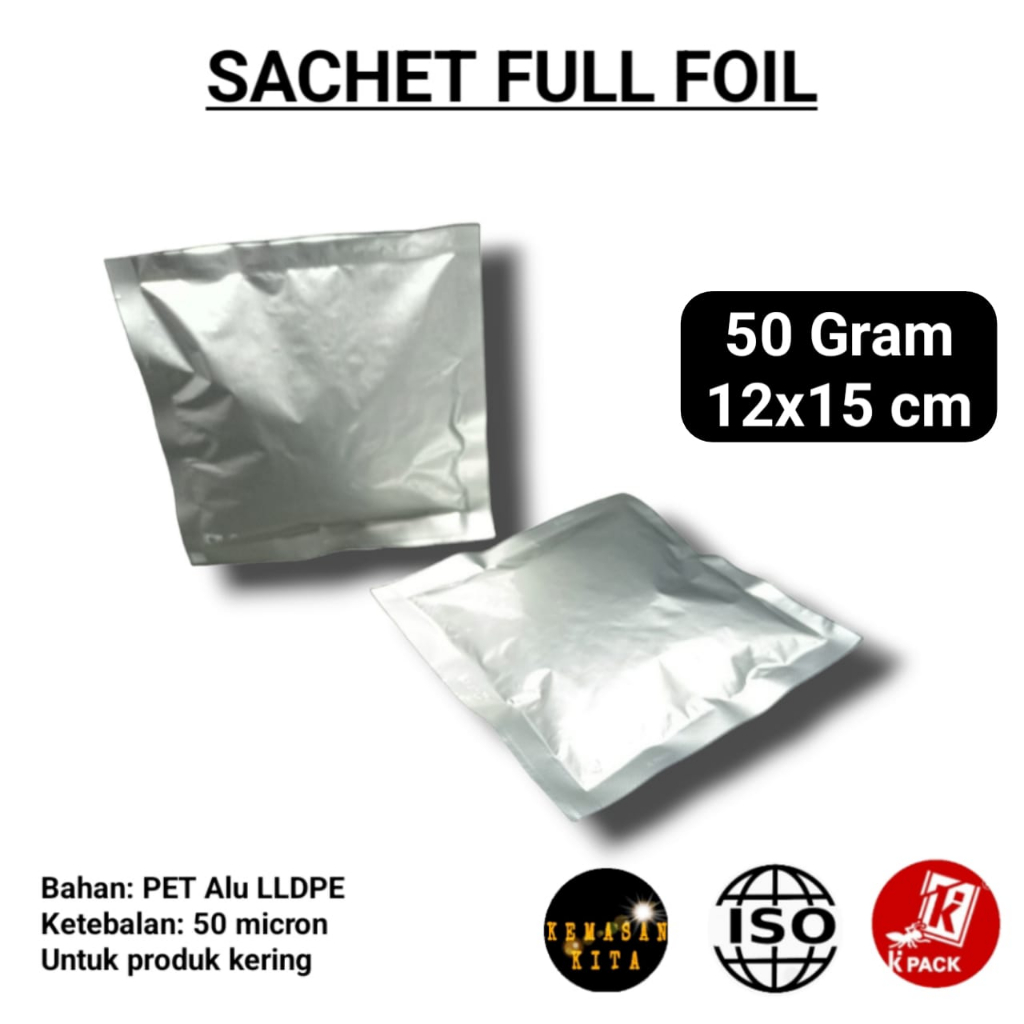 Jual Kemasan Sachet Full Aluminium Foil Silver 50 Gram | Shopee Indonesia