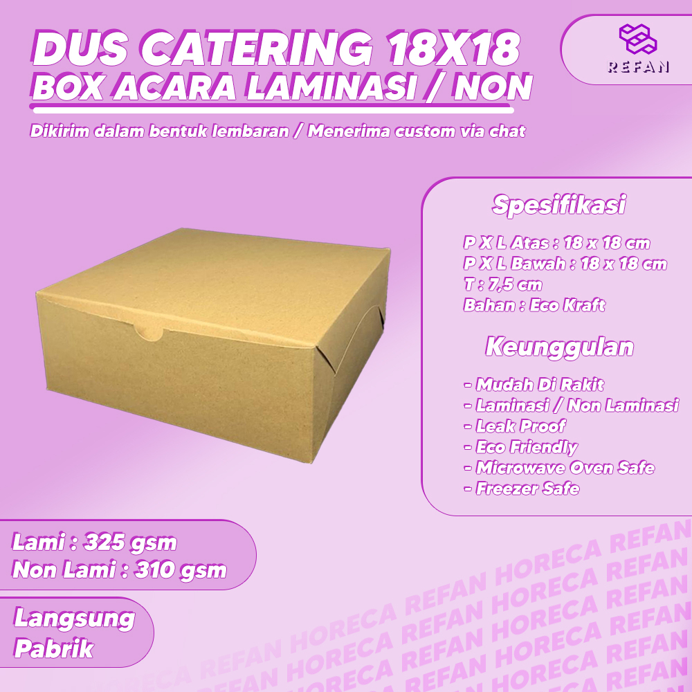 Jual BOX KOTAK NASI COKLAT / DUS KATERING KRAFT / SNACK BOX COKLAT 325 ...