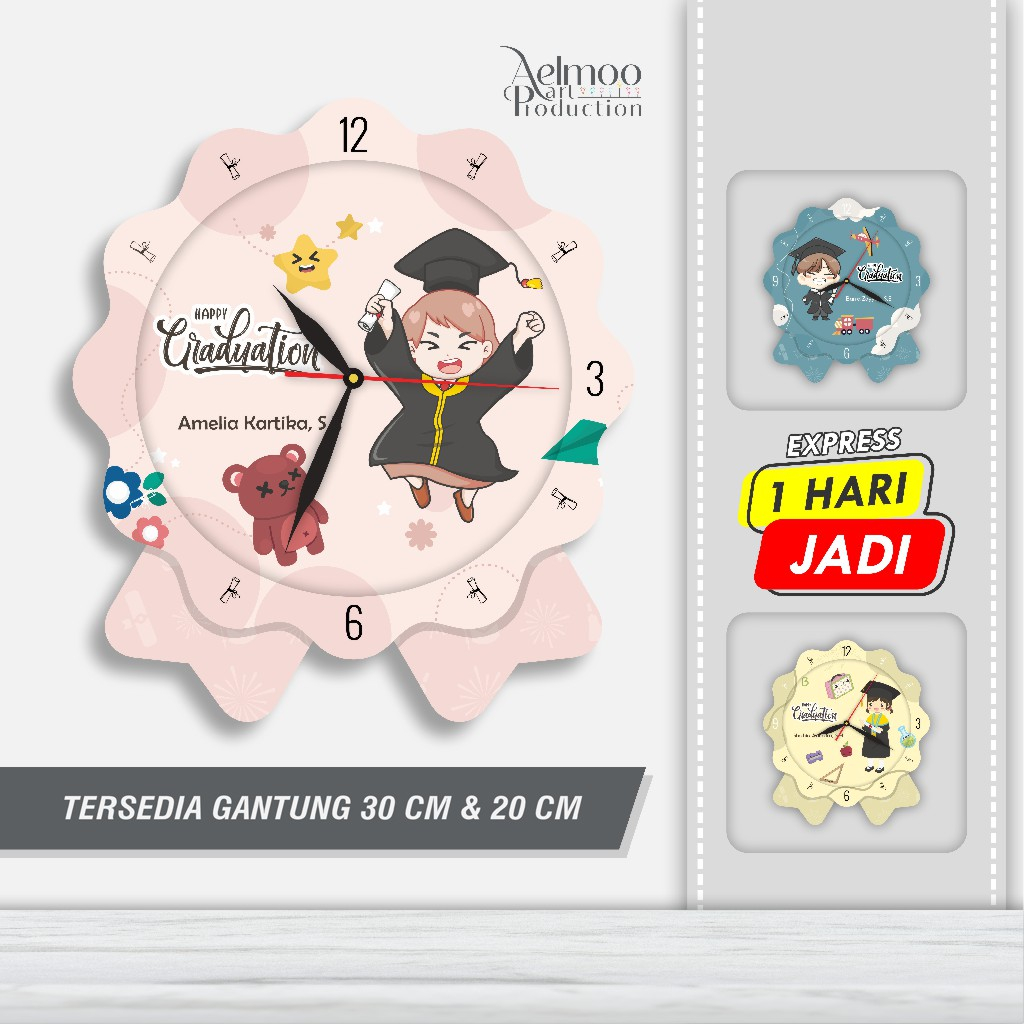 Jual Jam Dinding Custom Graduation Lucu Wall Clock Unik Wisuda Lucu ...