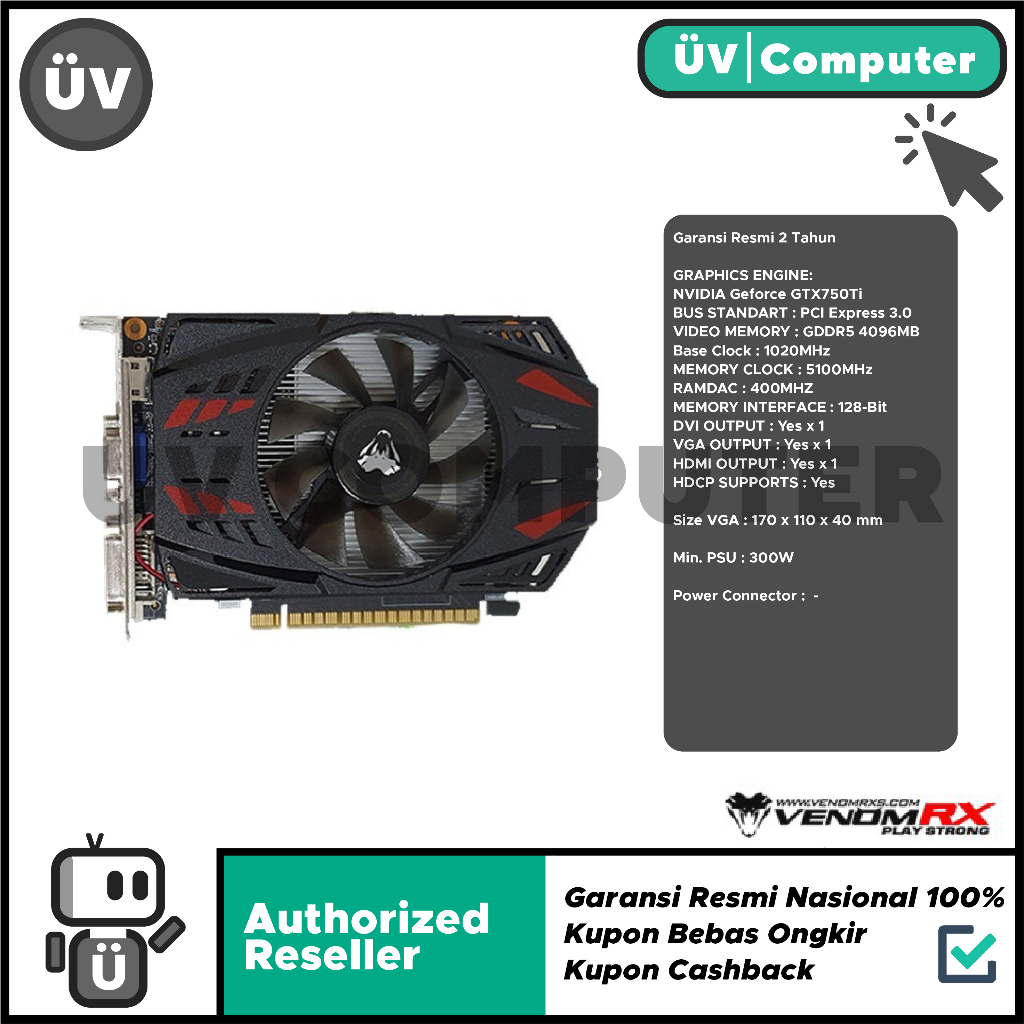 Jual VGA Card Nvidia VenomRX Geforce GTX 750Ti 4GB DDR5 128bit 750 Ti | Shopee Indonesia