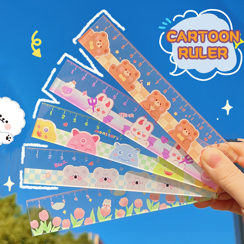 Jual COD Penggaris Akrilik Lucu Kartun 15cm Penggaris Plastik Mini ...