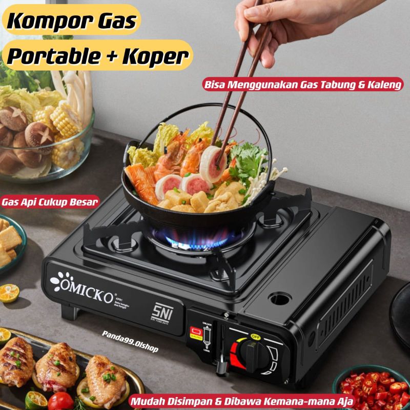 Jual Kompor Gas Portable 2 In 1 / Kompor Portable / Tungku Gas OMICKO ...