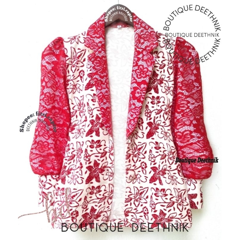 Jual baju batik merah putih cap asli model blazer | Shopee Indonesia