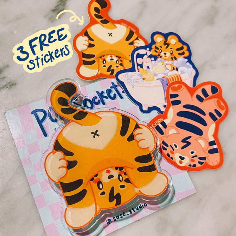 Jual POPSOCKET TITTO the tiger, free Stiker die cut waterproof | Sticker animal /hewan lucu ...