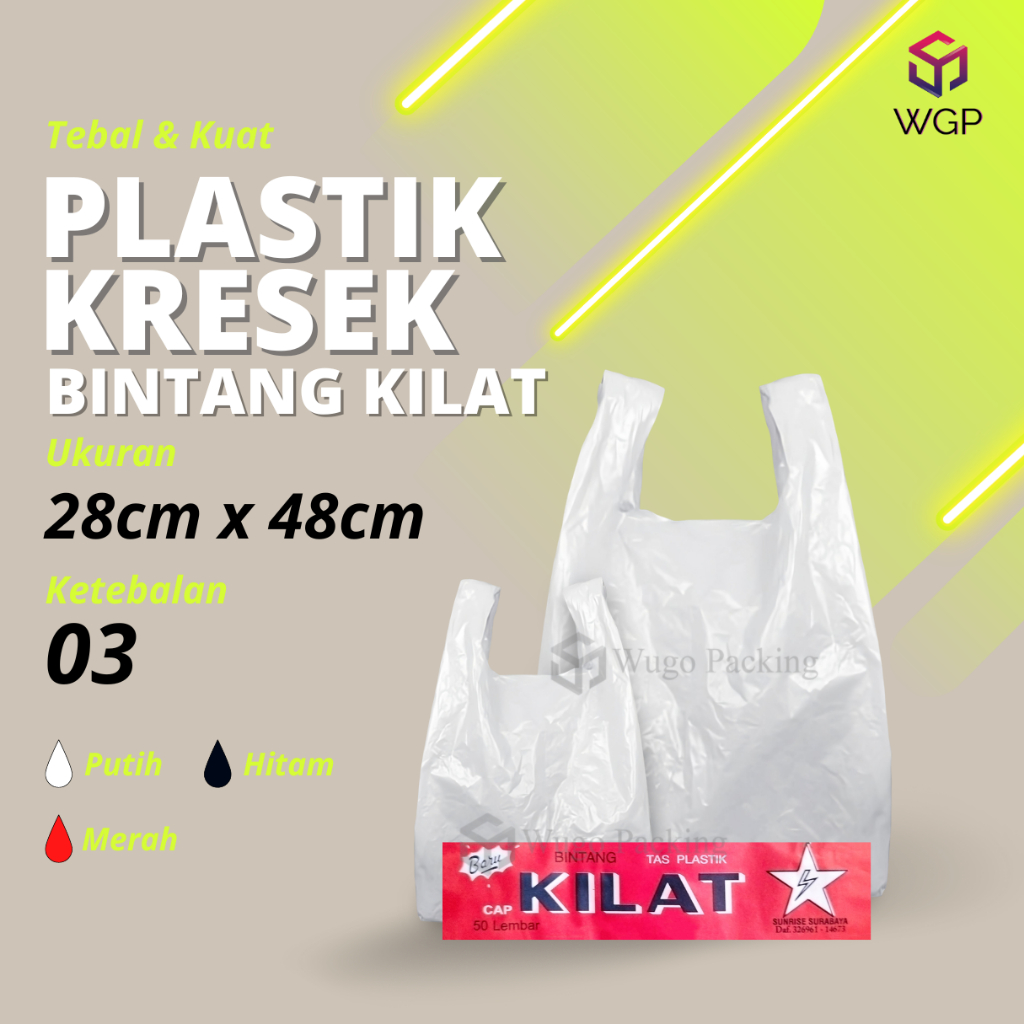Jual Kresek Bintang Kilat Putih Merah Hitam 28x48x03 Kantong Plastik ...