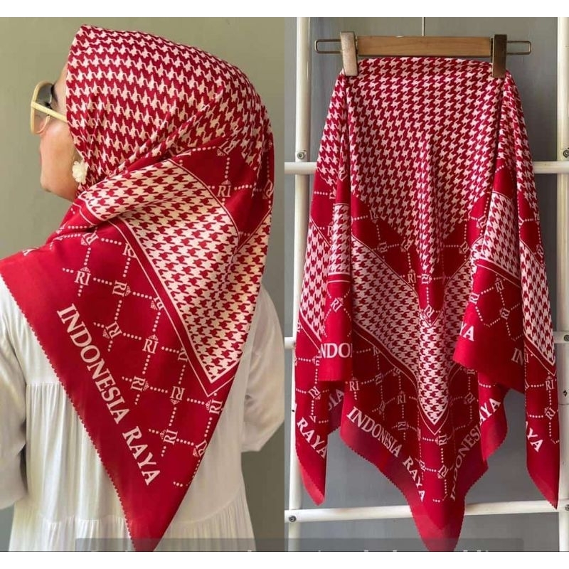 Jual hijab merdeka merah putih | Hijab segi empat indonesia raya buat ...
