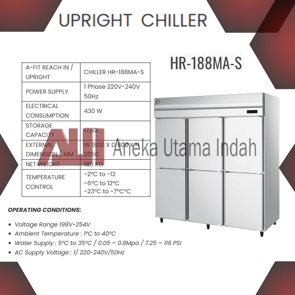 Jual Hoshizaki HR-188MA-S Stainless Upright Chiller 6 Enam Pintu Six Doors - Upright Chiller ...