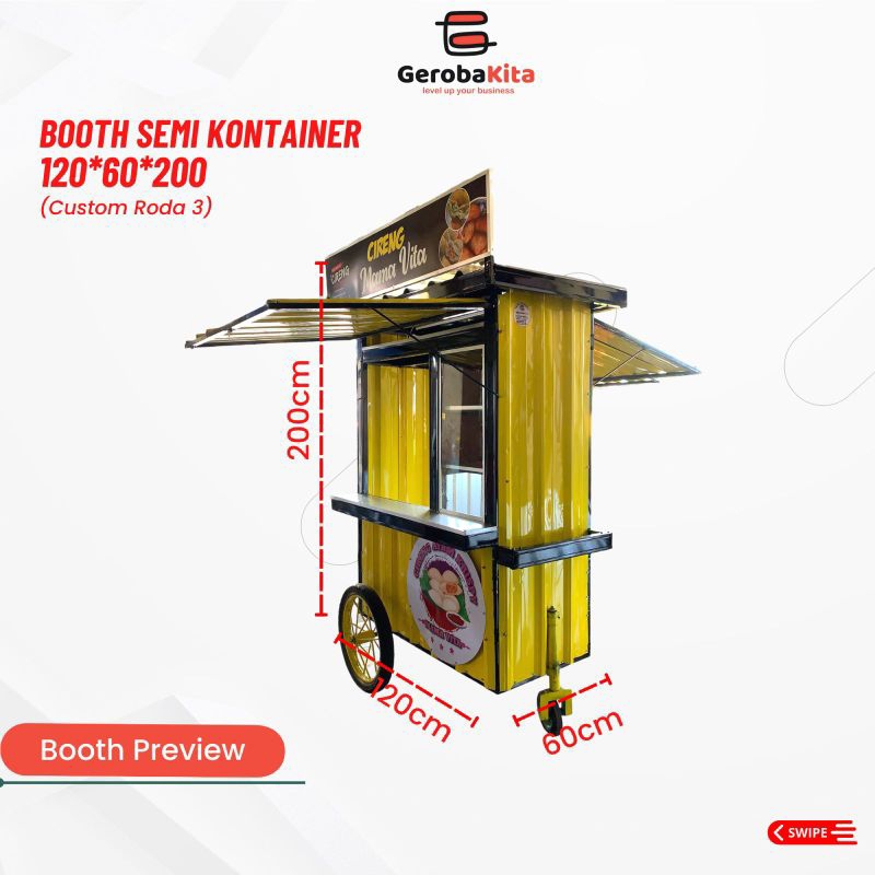 Jual Booth Semi Kontainer Roda 3/ Gerobak dorong Murah | Shopee Indonesia
