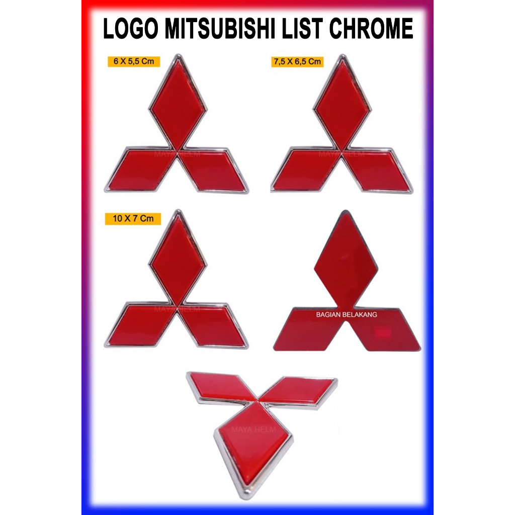Jual Emblem Logo Mobil Mitsubishi Merah list pinggir Chrome Variasi ...