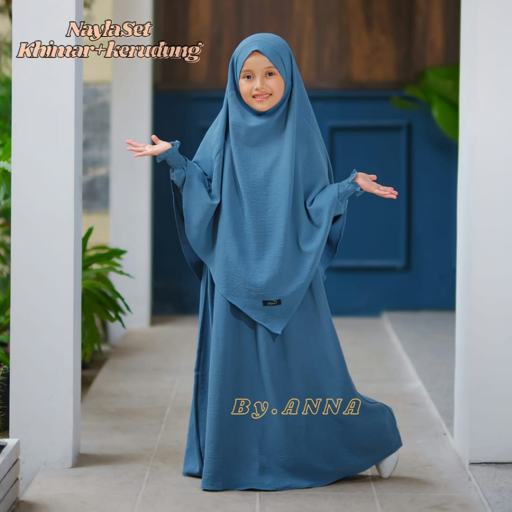 Jual Malano Style - French Khimar Nayla Set Gamis Syar'i Anak Perempuan M L XL XXL Terbaru ...