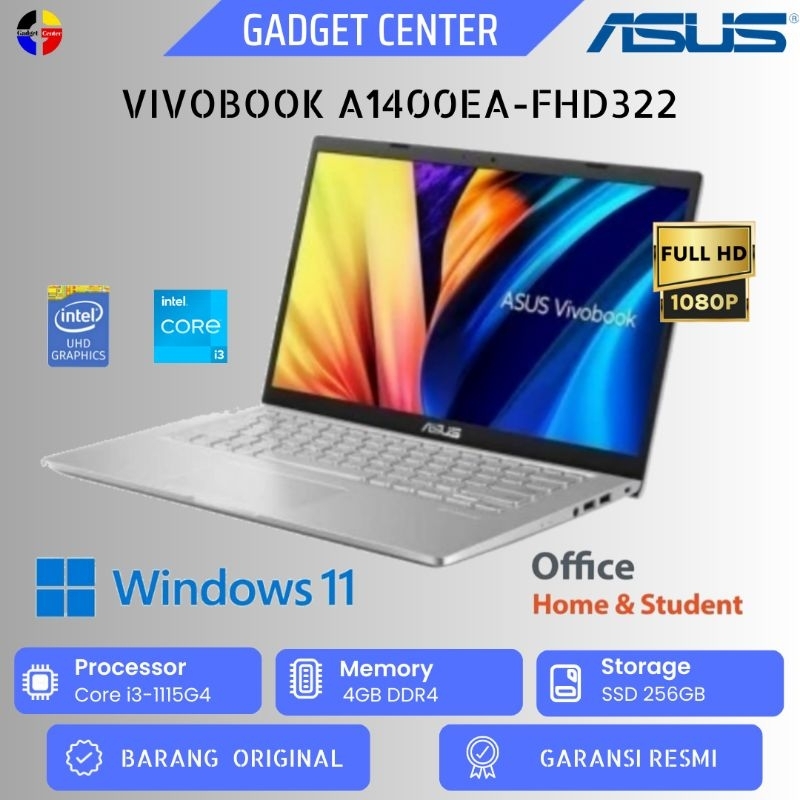Jual Laptop ASUS VivoBook 14 A1400EA-FHD322/i3-1115G4/4GB DDR4/SSD ...