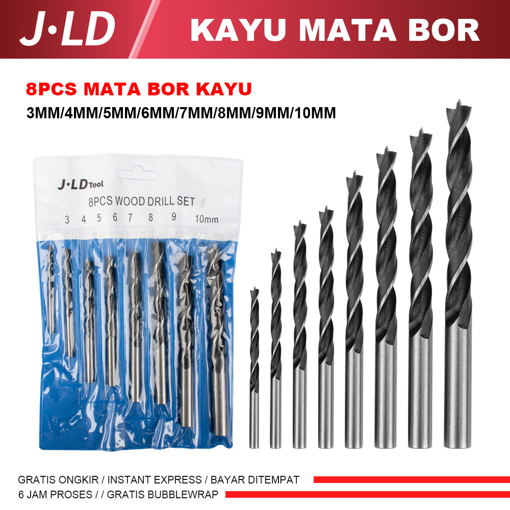 Jual JLD kayu mata bor set bor kayu 5pc（4-10mm）/8pc（3-10mm） | Shopee Indonesia