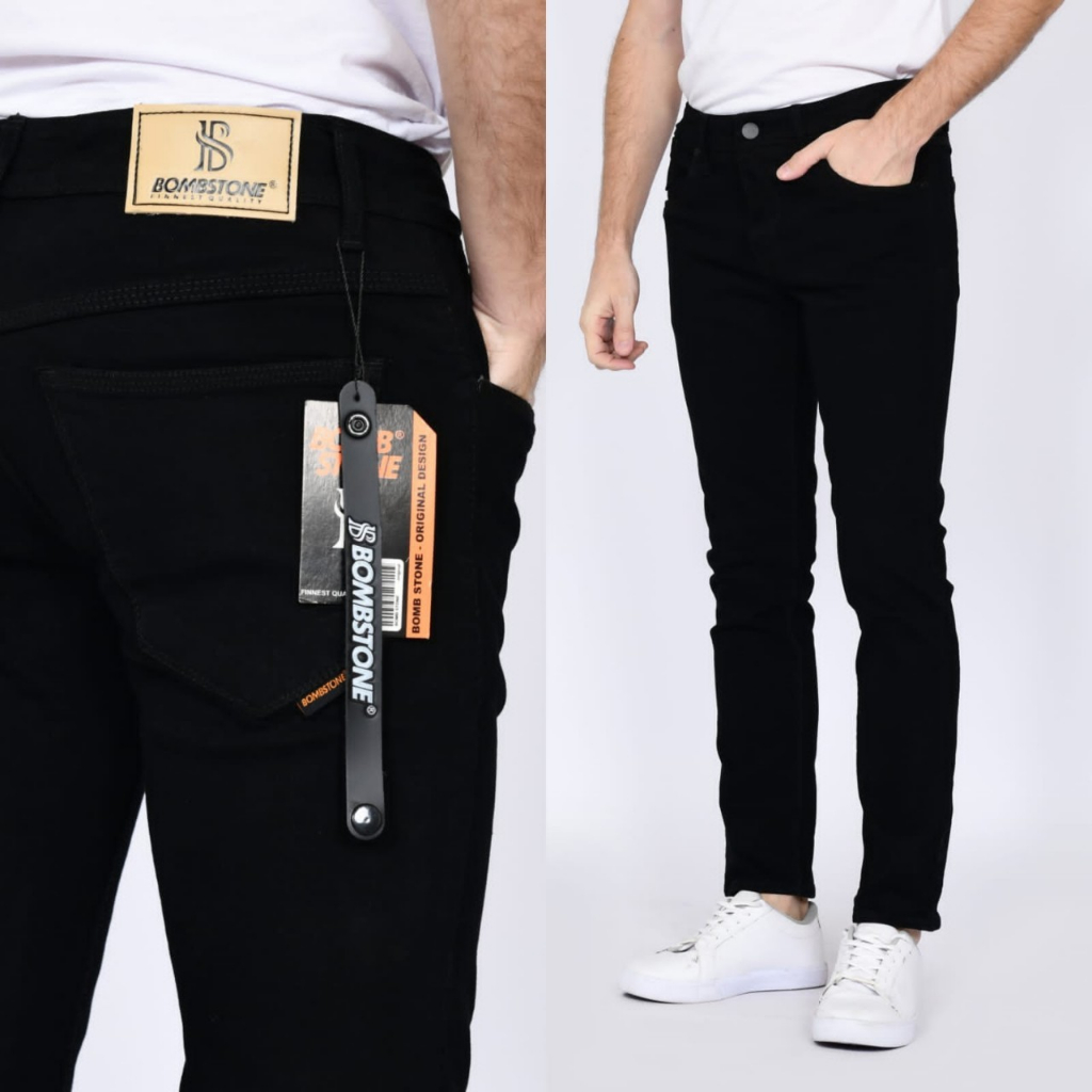 Jual Celana Jeans Hitam Pria Jeans Panjang Pensil Skinny Semi Slim Fit ...