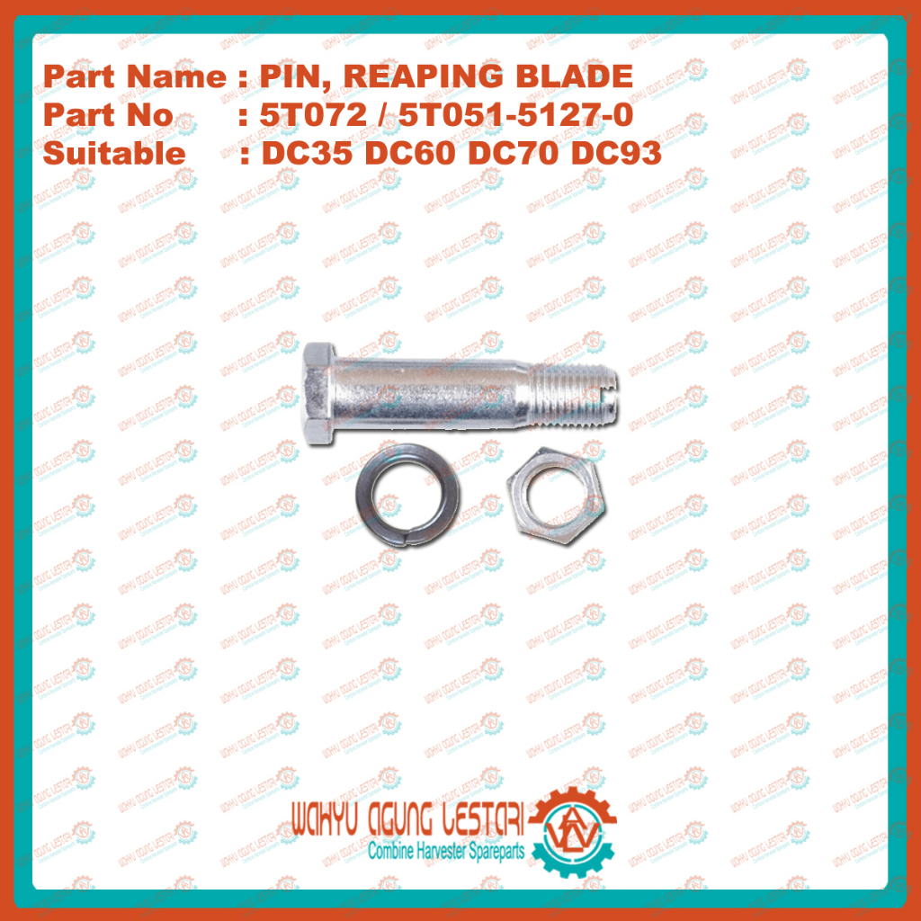 Jual Pin Reaping Blade 5T051-5127-0. Baut Sikutan Pisau Unit Combine ...