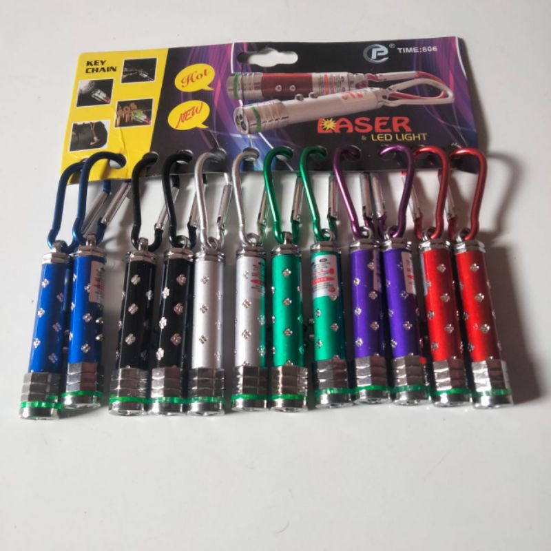Jual LASER Pointer 3 in 1 Senter Gantungan Kunci Motif Ulir 1 pak isi ...
