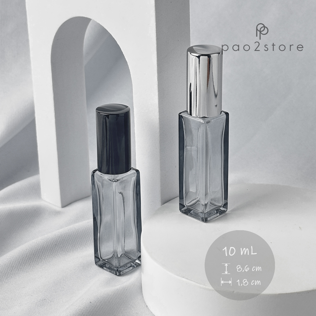 Jual Botol Spray 10ml Kaca Kotak Tebal HITAM TRANSPARAN - Spray Metal Drat/Ulir - Vial Parfum ...