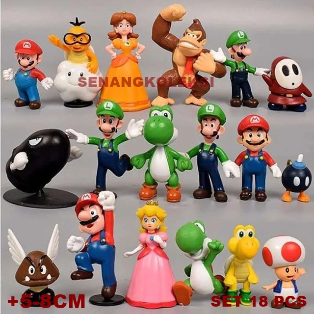 Jual Super Mario Bros Figure Set 18 Mainan Pajangan Miniatur Hiasan ...