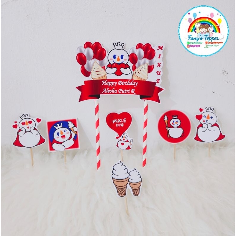 Jual Topper Mixue topper ulang tahun topper happy birthday topper ice ...