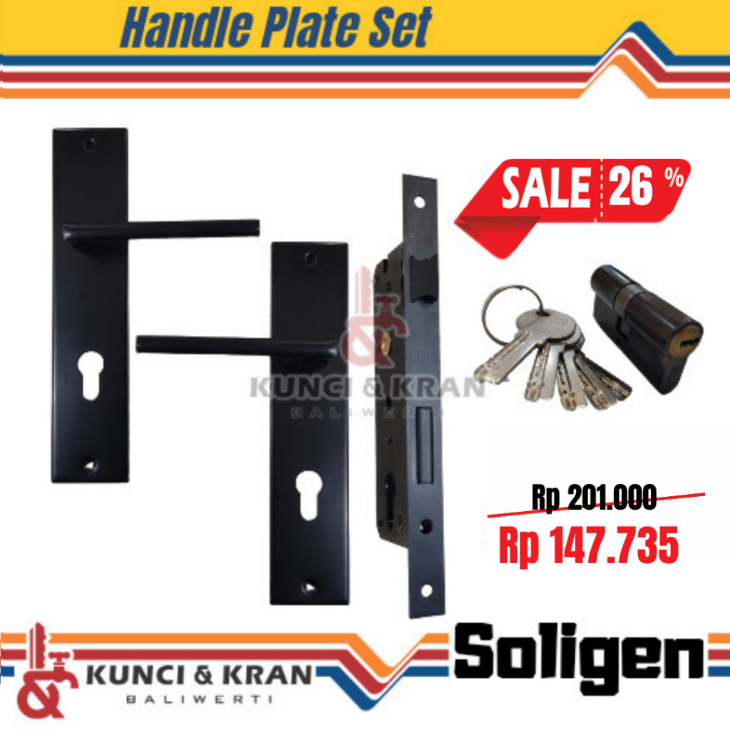 Jual HANDLE PINTU SET SOLIGEN HITAM L9004 BLACK GAGANG PINTU RUMAH ...