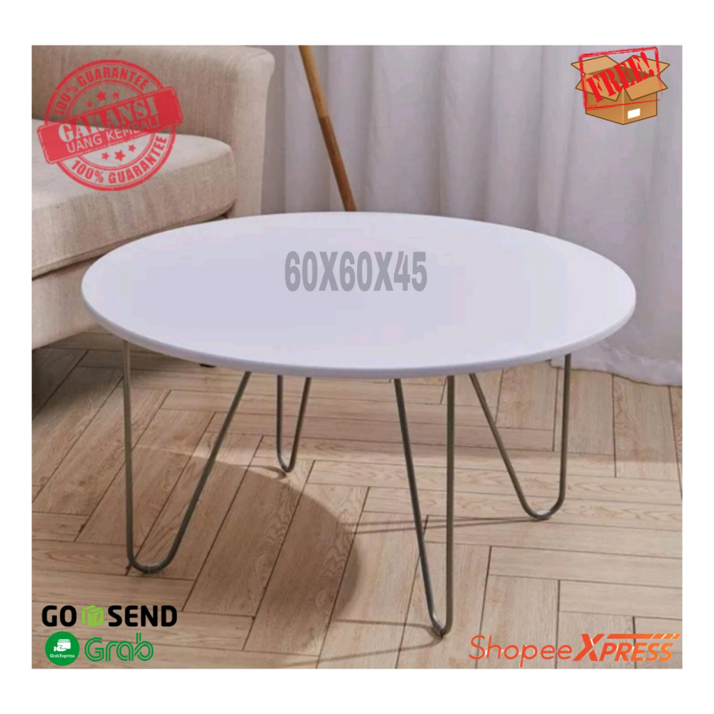 Jual Meja Bulat Mini PUTIH 60 cm/ Meja Kopi Teras/ Cafe Dining Table ...