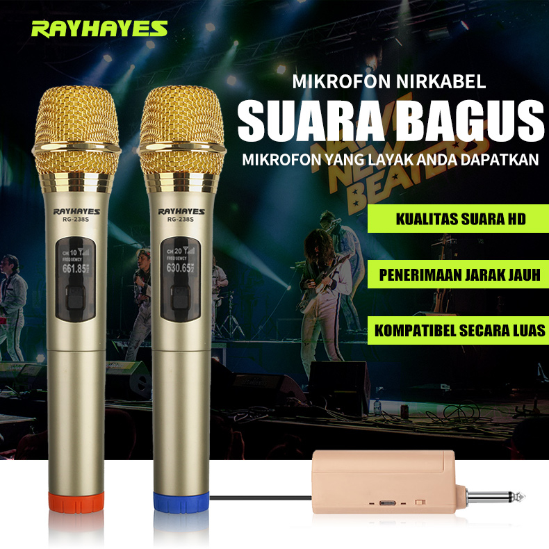 Jual RAYHAYES Microphone Wireless Mic Karaoke Suara Jernih Mic Wireless ...